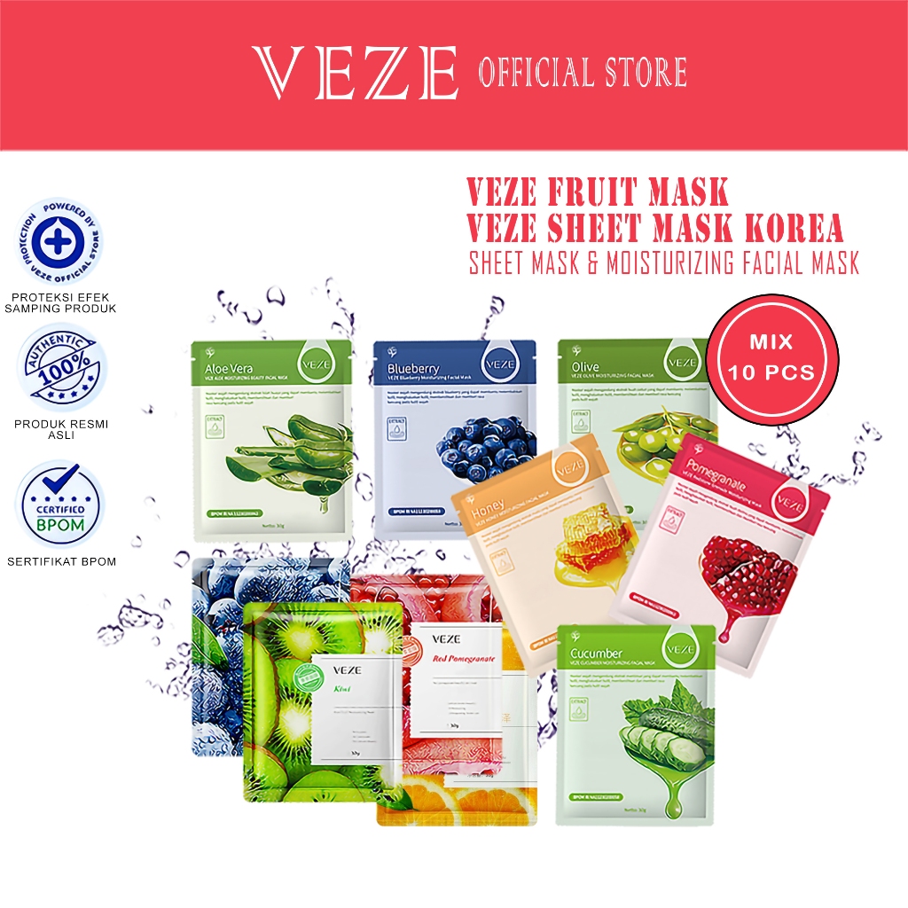 Jual [BPOM] - VEZE SHEET MASK MASKER WAJAH PAKET 10PCS | Shopee Indonesia
