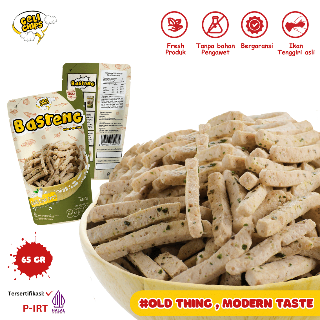 Jual Geli Chips - Basreng Original Daun Jeruk 65gr | Shopee Indonesia