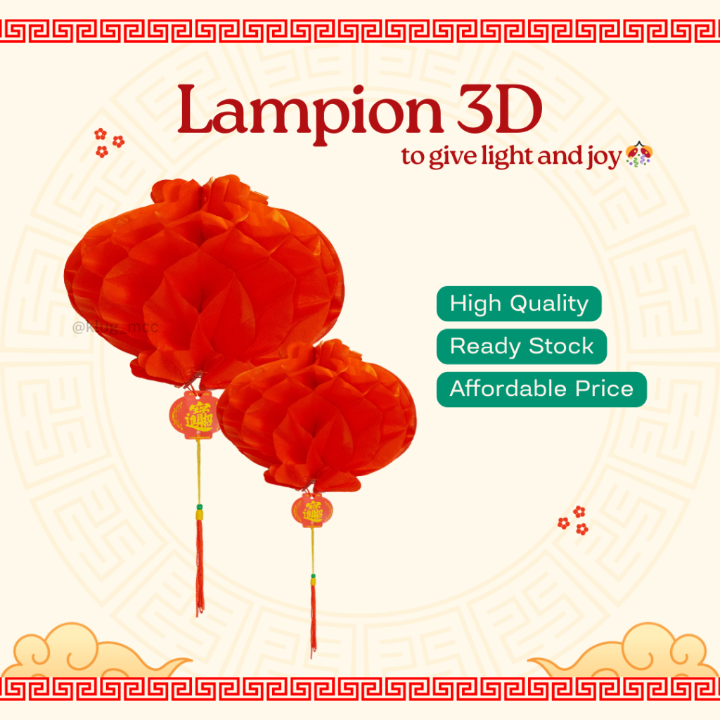 Jual Hiasan Imlek 2024 Gantungan Lampion 3D Kertas Merah LIMITED STOCK ...