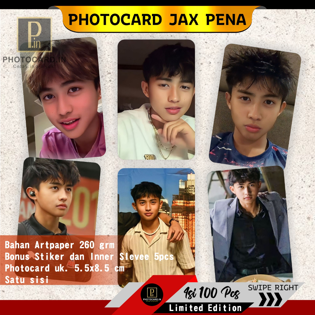 Jual Photocard Jax Pena isi 100 pcs (Free Stiker dan Inner Slevee 5pcs ...