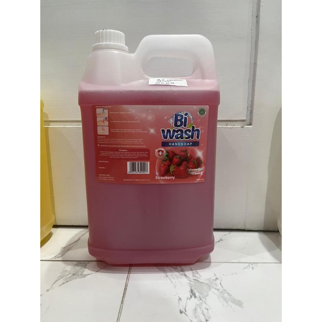 Jual Bi Wash Sabun Cuci Tangan Aroma Strawberry / Lemon Jerigen 5 Liter ...