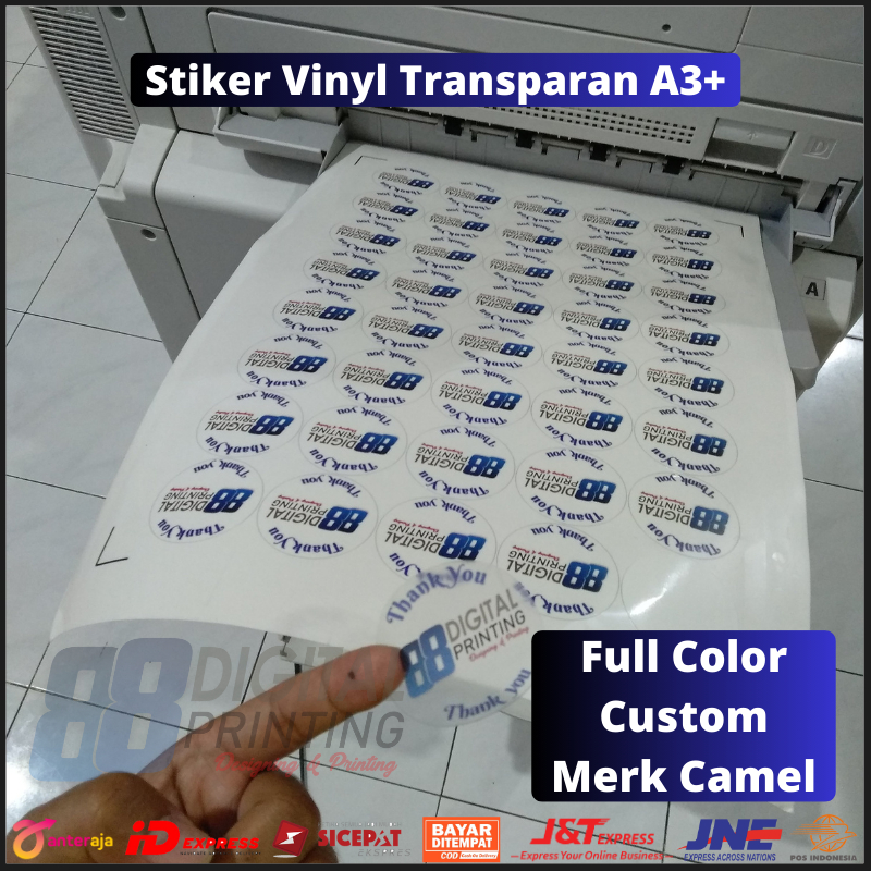 Jual Promo Cetak Sticker Vinyl Transparan A3+ Waterproof / Print Sticker Transparan Full Color ...