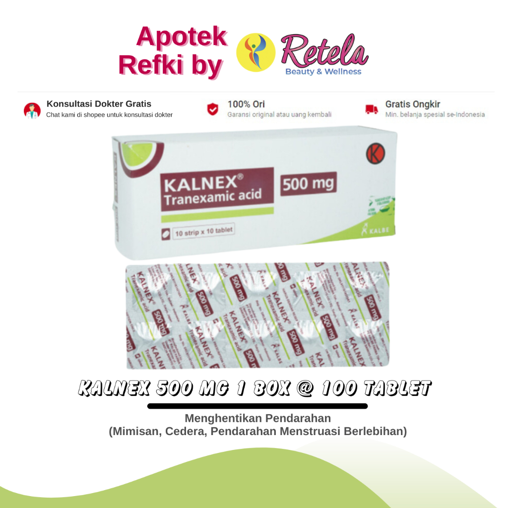 Jual Kalnex 500 Mg 1 Box @ 100 Tablet / Tranexamic Acid / Menghentikan ...