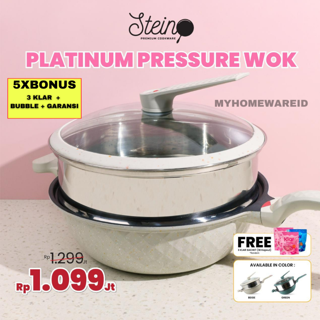 Jual (VOUCHER 15%) Steincookware Wok Platinum Pressure Semi Presto 32cm Original Stein Free ...