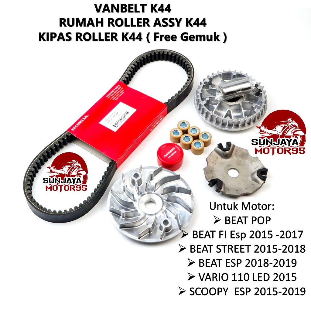 Jual paket CVT Vanbelt + Rumah Roller Set + Kipas Roller Beat pop Beat Fi Esp Vario 110 Fi Esp ...