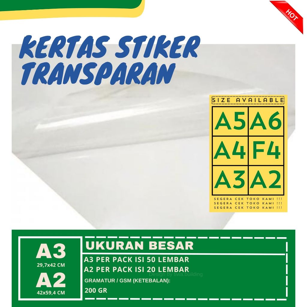 Jual KERTAS STIKER TRANSPARAN A3 & A2 PERPACK ISI 20&50 LEMBAR | Shopee ...