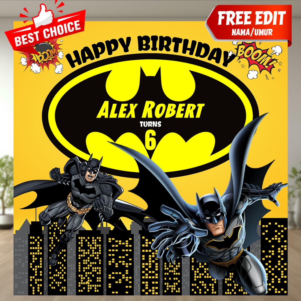 Jual Spanduk Banner Batman Superhero Spanduk Ulang Tahun/Backdrop Ultah ...