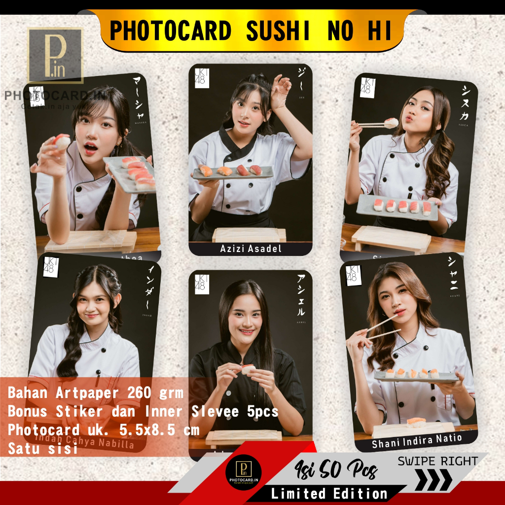 Jual Photocard JKT48 Edisi Sushi no hi isi 50 pcs (Free Stiker dan Inner Slevee 5pcs) | Bisa Cod ...