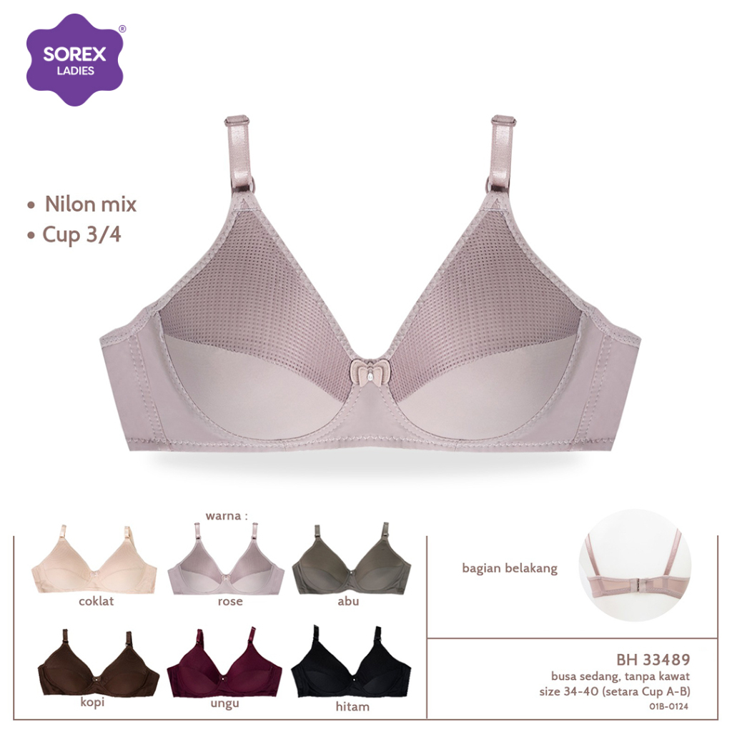 Jual Sorex Bra Busa Sedang Tanpa Kawat Kait 2 Setara Cup A-B Cup 3/4 Bra Harian BH 33489 ...