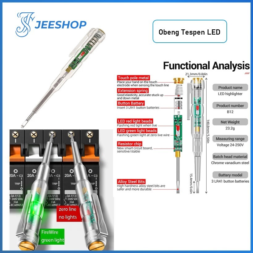 Jual Tespen Dual LED Obeng Tester Listrik With Indicator Tester Kabel ...