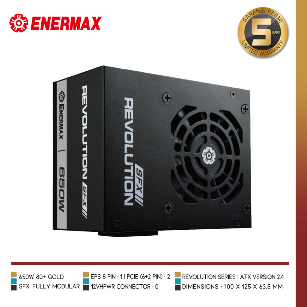 Jual ENERMAX REVOLUTION SFX 650W | PSU 650W 80+ Gold Fully Modular SFX ...