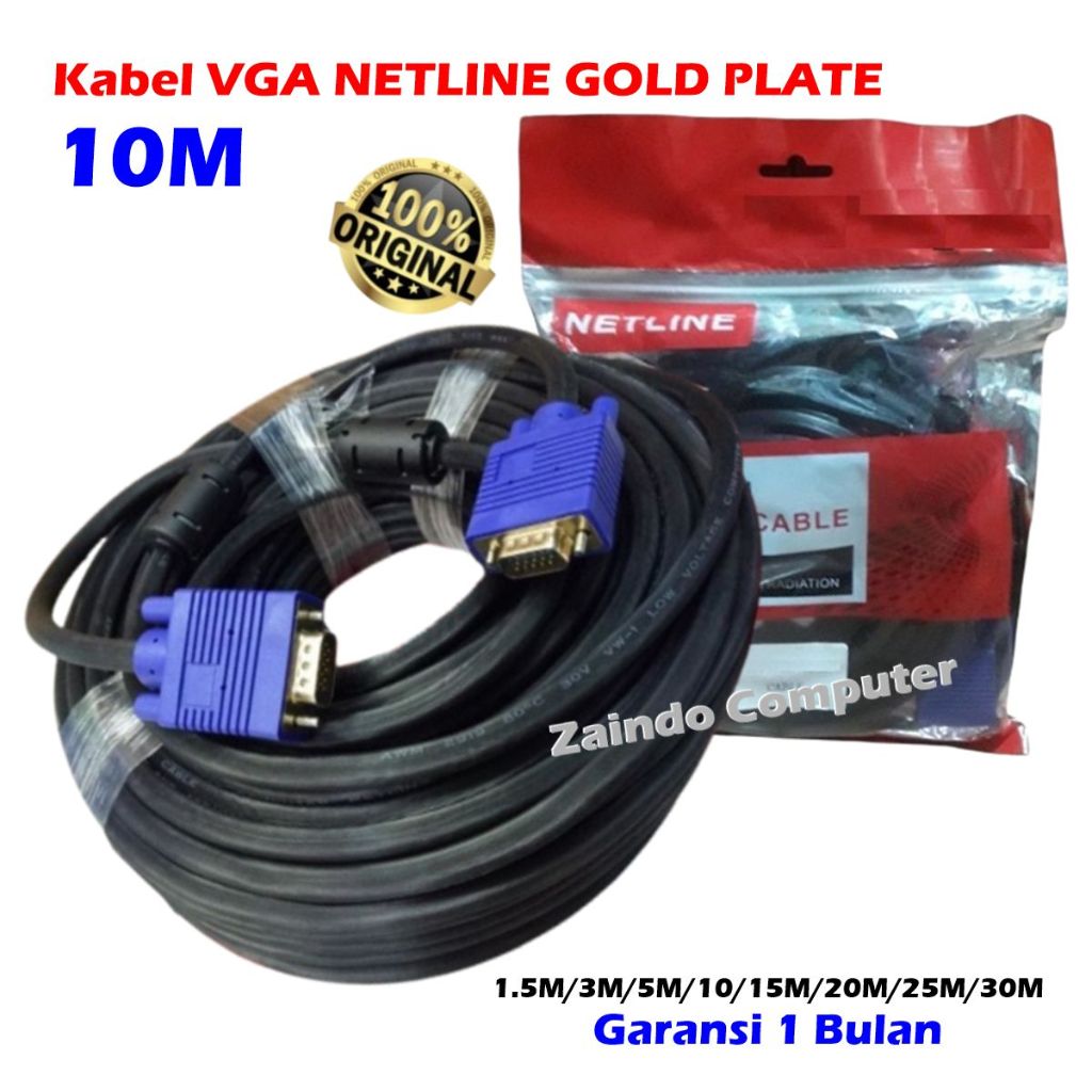Jual KABEL VGA 10 METER MALE TO MALE HIGH QUALITY VGA CABLE 10M – KABEL VGA 10M R-ONE GOLD PLATE ...