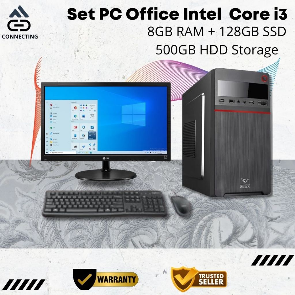 Jual Set PC Komputer Intel Core i3 RAM 8GB SSD Rakitan Office | Shopee ...