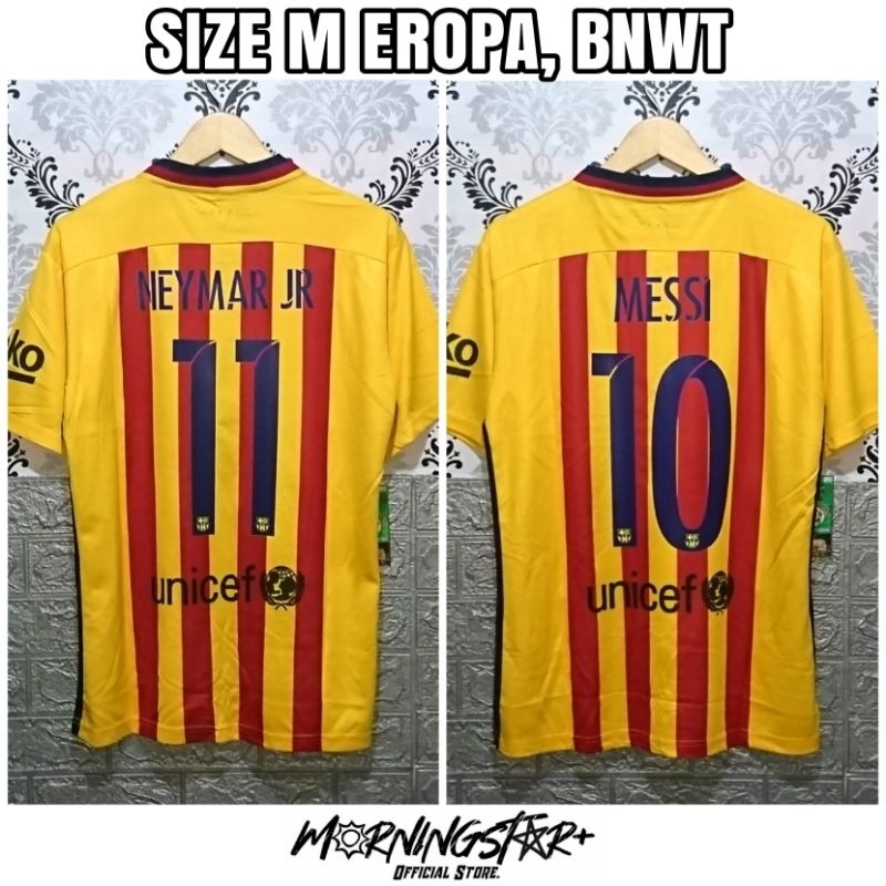 Jual Jersey Barcelona Away 2015 / 2016 Retro Kuning Messi | Shopee ...