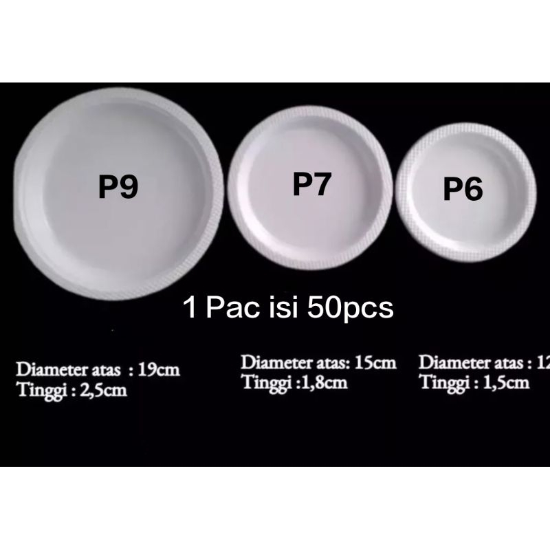Jual Piring Plastik Putih Susu Besar P-9 isi (50pcs), Piring Plastik P ...