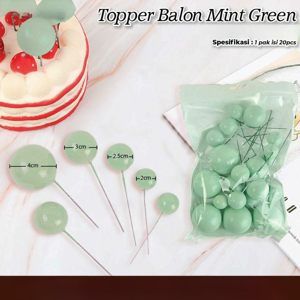 Jual Topper Balon| Topper Kue| White| Mint Green| Baby Blue| Tosca ...