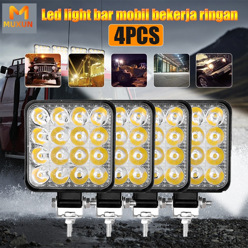 Jual 4PC Lampu LED Sorot Tembak Worklight Mobil Motor 48 Watt 16 Titik Mata 48Watt Offroad 48W ...