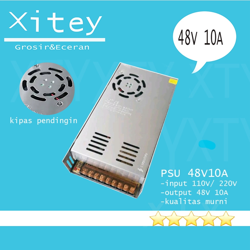 Jual Power supply 48V 10A switching adaptor trafo 48V 10Ampere | Shopee ...