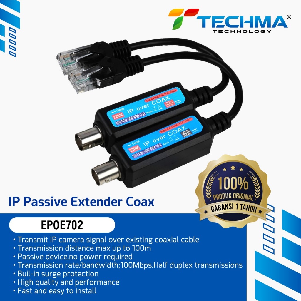 Jual TECHMA - IP PASSIVE EXTENDER COAX [LAN TO COAXIAL] | Shopee Indonesia