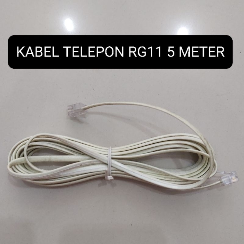 Jual Kabel Telepon 5 Meter + Jack RJ11 Line Telpon RG11 | Shopee Indonesia