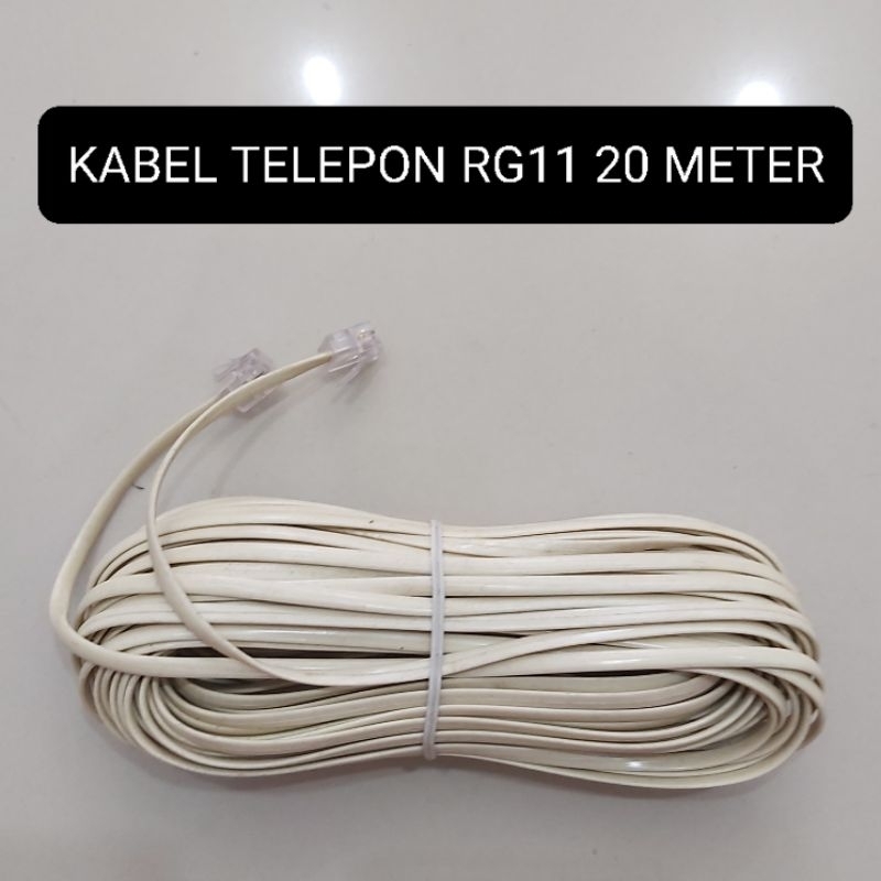 Jual Kabel Telepon 20 Meter + Jack RJ11 Line Telpon RG11 | Shopee Indonesia