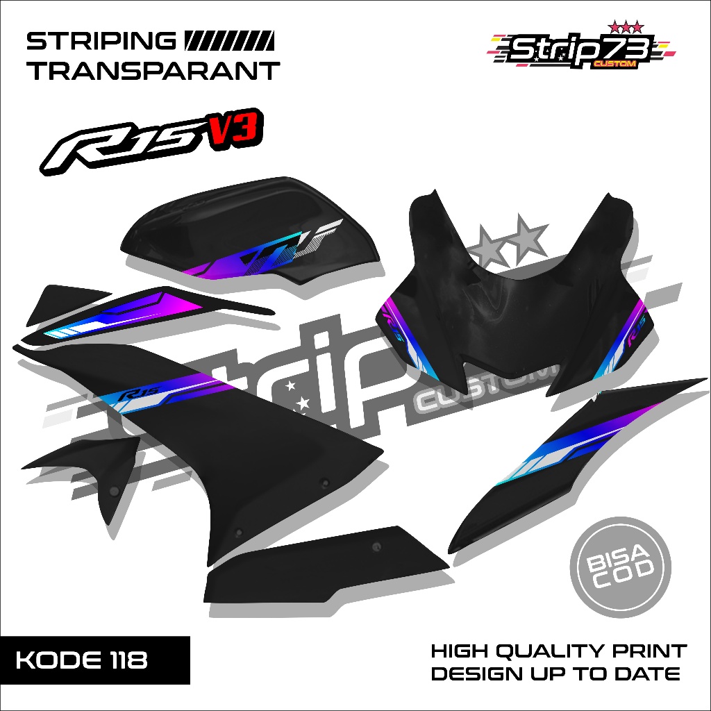 Jual 118 STICKER STRIPING R15V3 TRANSPARAN DESAIN LIST VARIASI SIMPLE ...