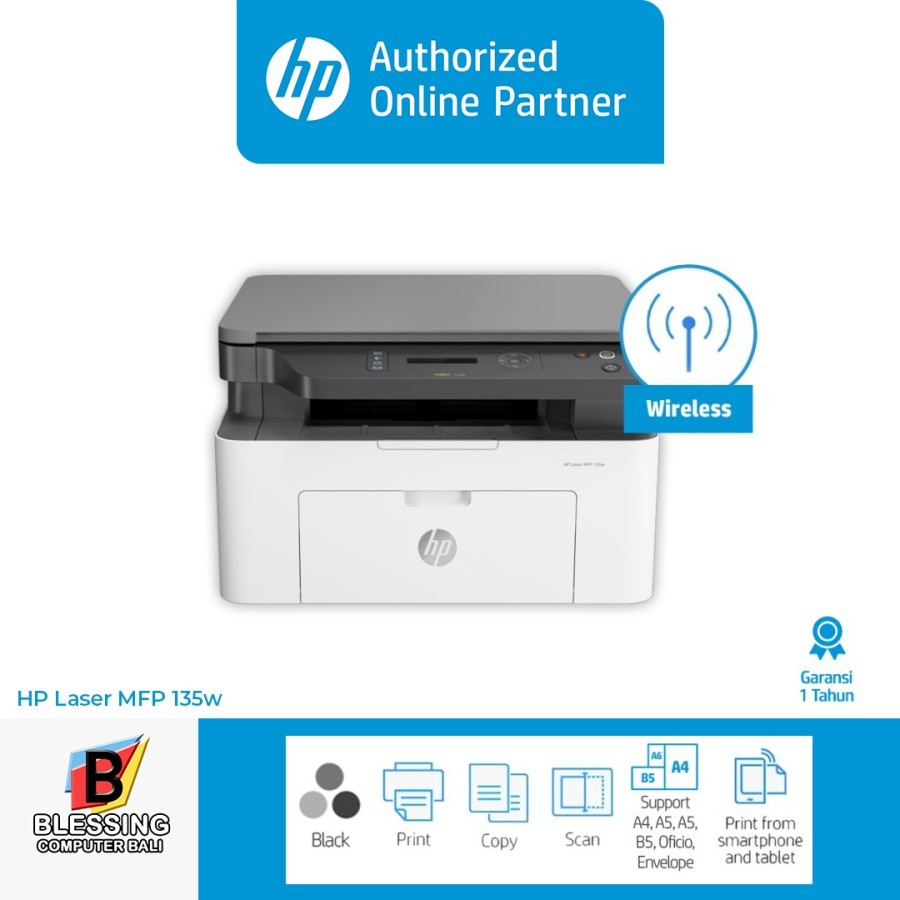 Jual Printer HP LaserJet MFP 135w Print Scan Copy WiFi / HP Laser MFP135w | Shopee Indonesia