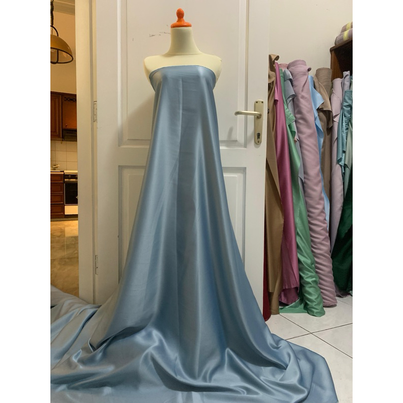 Jual Bahan Kain Satin Velvet Polos Warna Blue Denim dan Dusty Blue ...