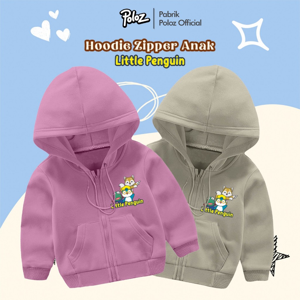 Jual Hoodie Zipper Anak Sablon Karakter Hewan LIttle Pinguin Lucu ...