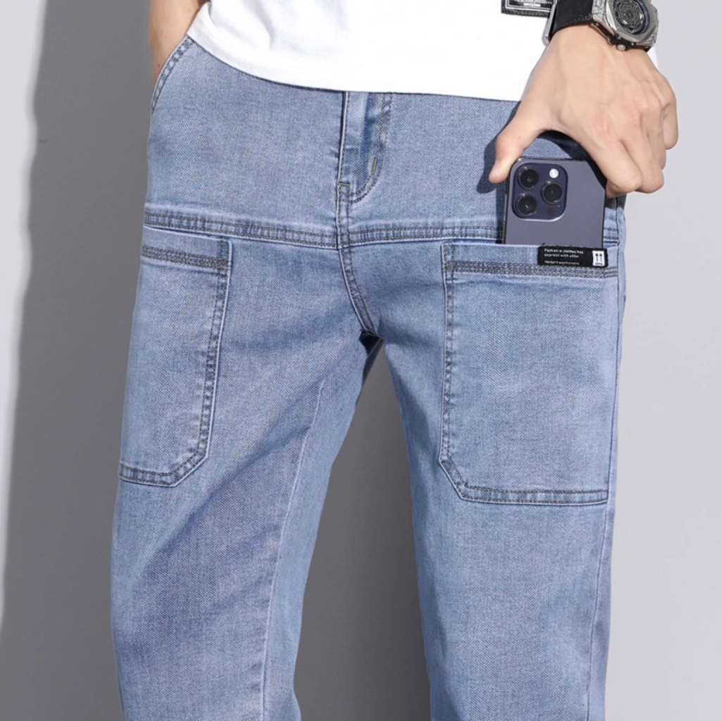Jual Jeans pria celana cargo panjang pria straight kasual jumbo jeans ...