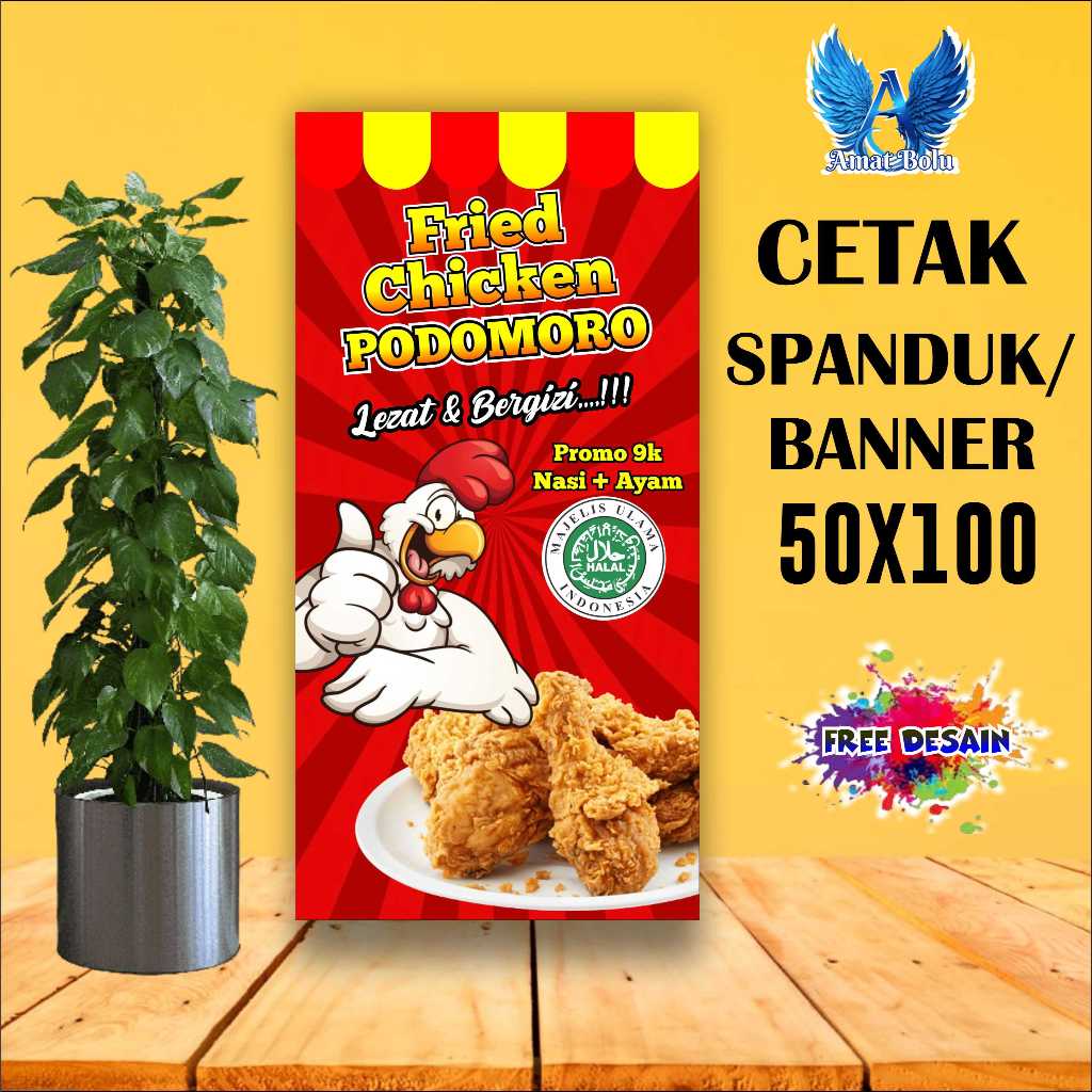 Jual Cetak Banner Cetak Spanduk FRIED CHICKEN PODOMORO UKURAN 60X160 ...