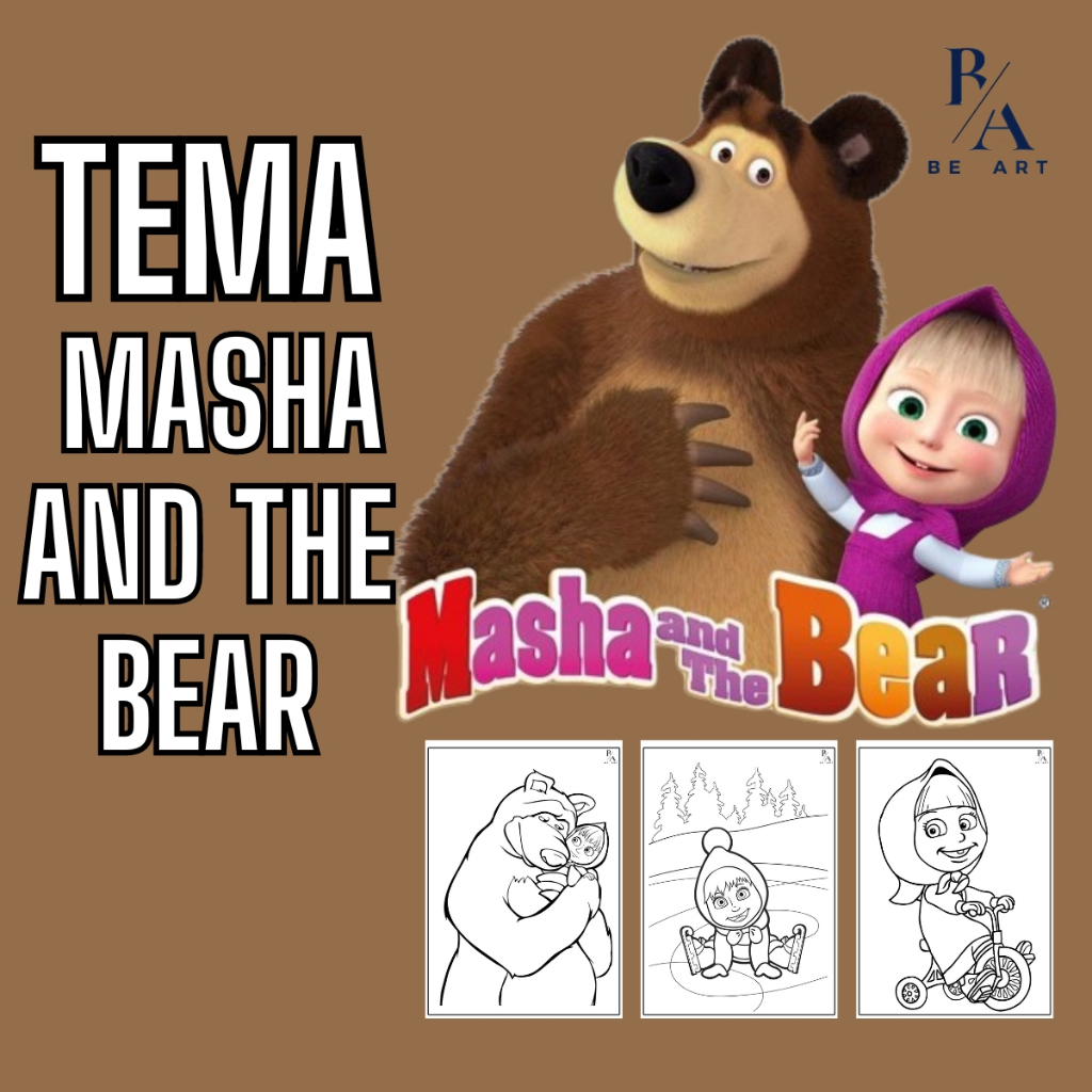 Jual kertas gambar mewarnai anak A4 (MASHA & THE BEAR) | Shopee Indonesia