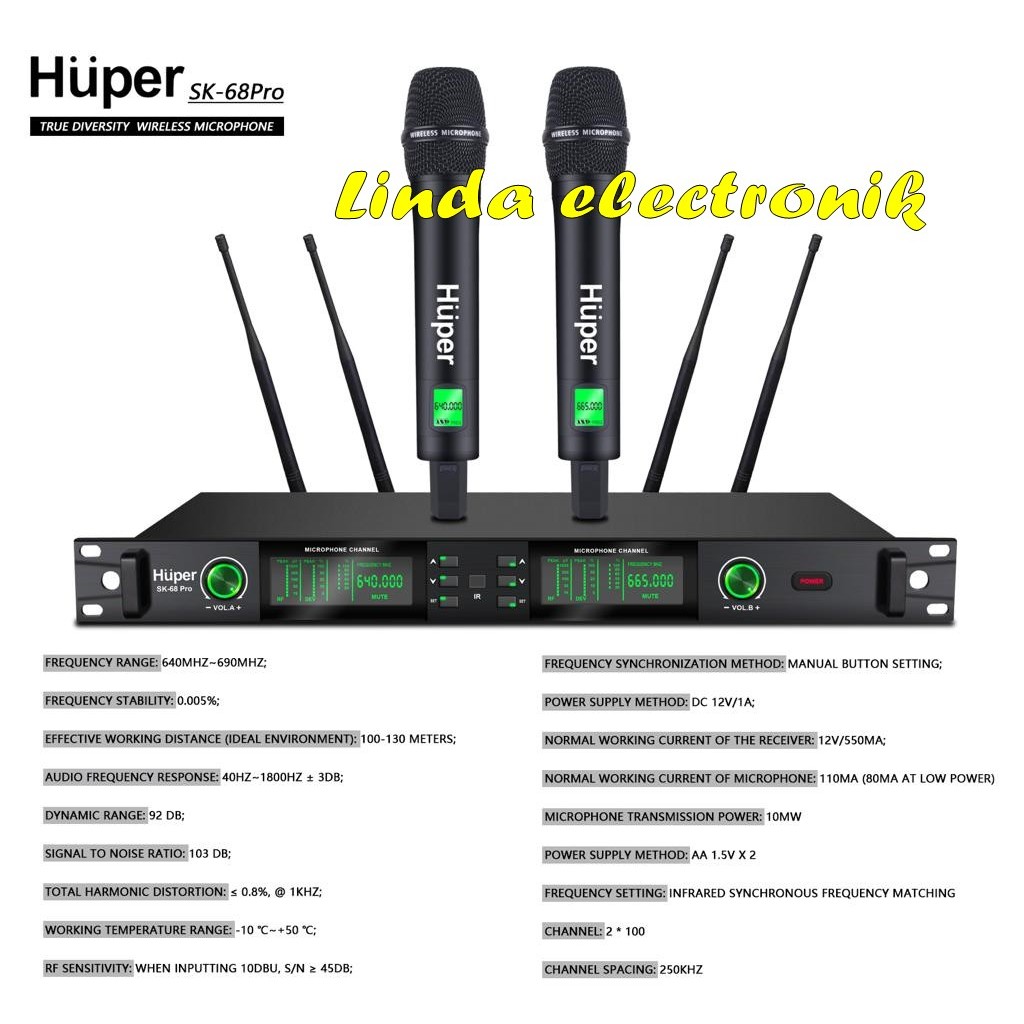 Jual mic wireless huper sk68 pro / sk68pro / sk 68pro garansi resmi ...