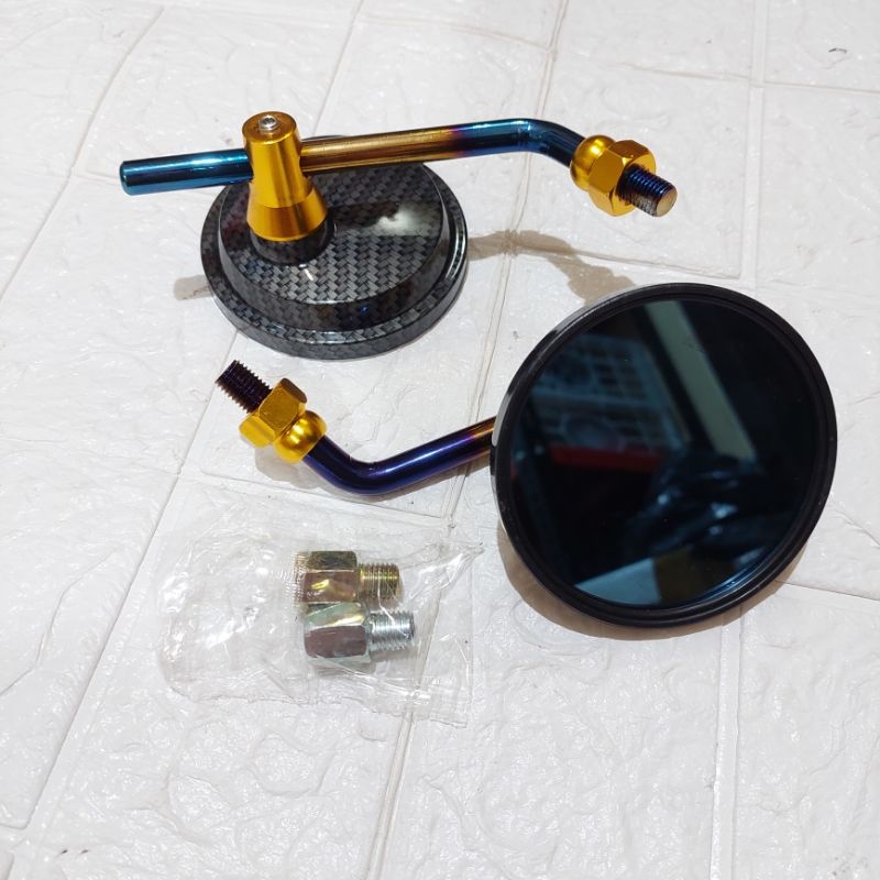 Jual Spion Bulat Clasic Karbon Tangkai Two Tone Honda Yamaha Universal ...