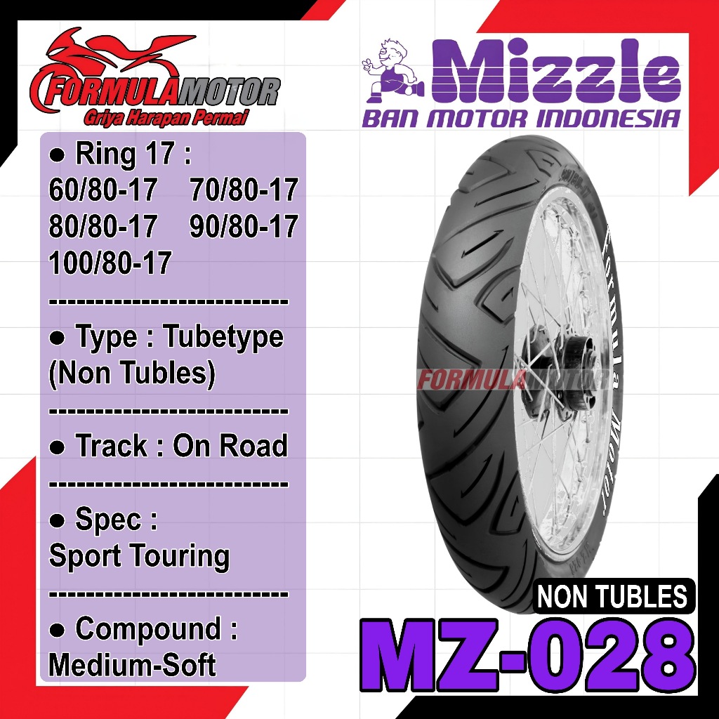 Jual Mizzle MZ028 MZ-028 Ring 17 Tubetype All Size - Ban Motor Non ...