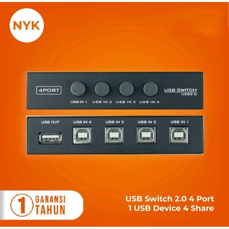 Jual NYK USB Data Switch 1-4/Manual switch Printer 4 pot Sharing Printer | Shopee Indonesia
