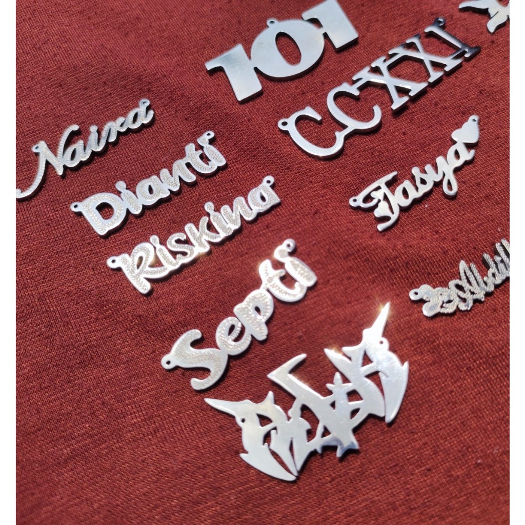 Jual Liontin nama custom kalung inisial huruf silver anti karat besi ...