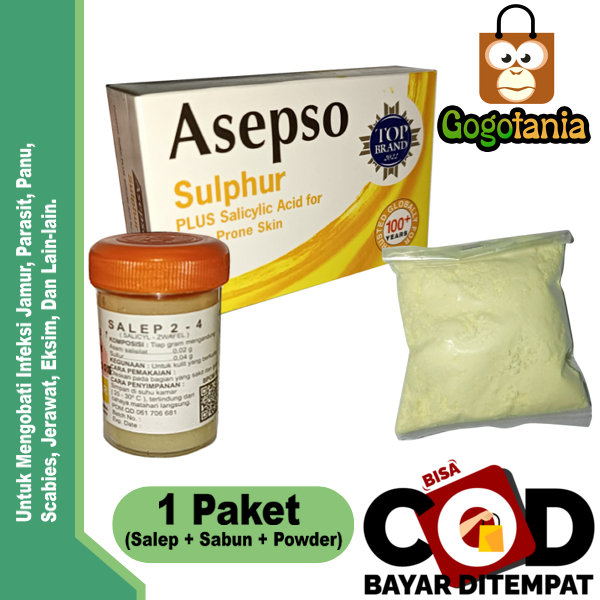 Jual Asepso Soap Sabun Sulfur Sulpur Shulfur Batang + Salep + Belerang Blerang Bubuk Zwafel ...