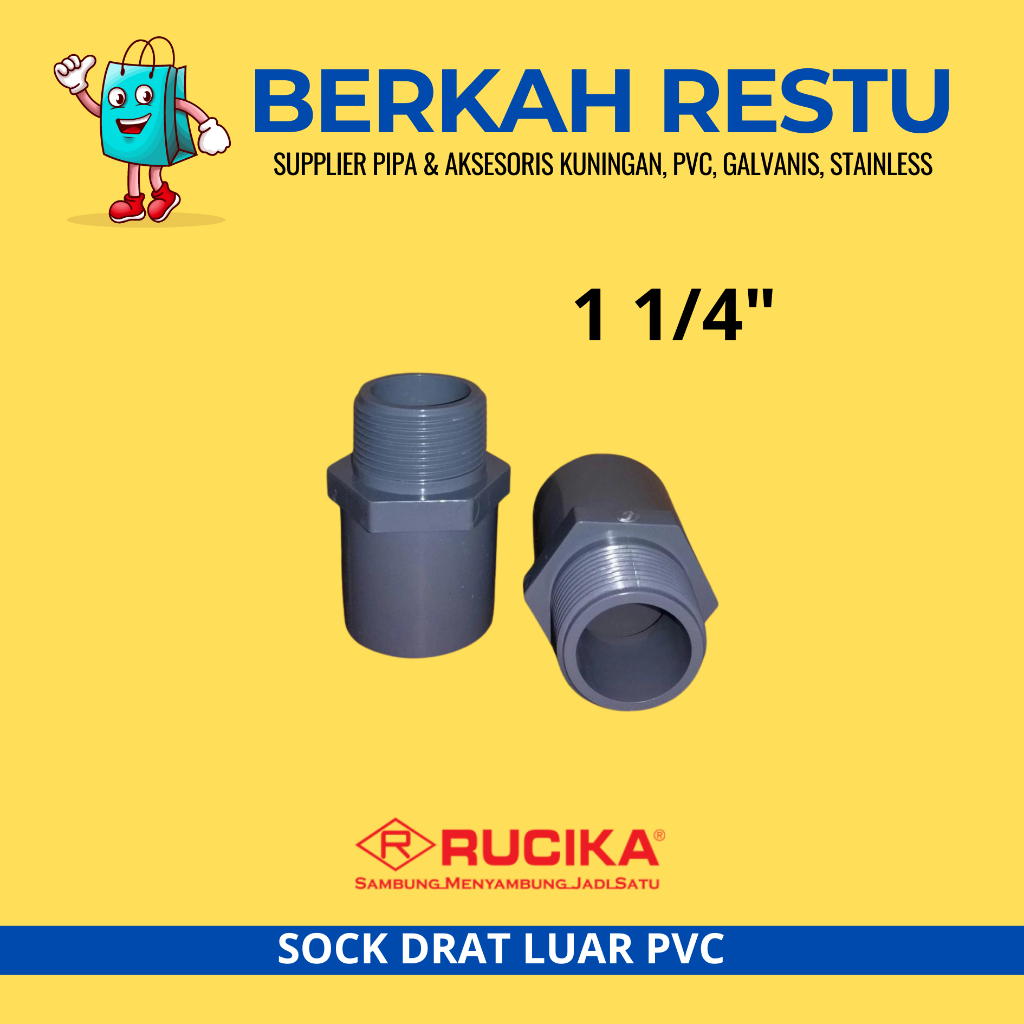 Jual SOK DRAT LUAR/ VALVE SOCKET/SDL 1 1/4" INCH PVC AW RUCIKA | Shopee ...