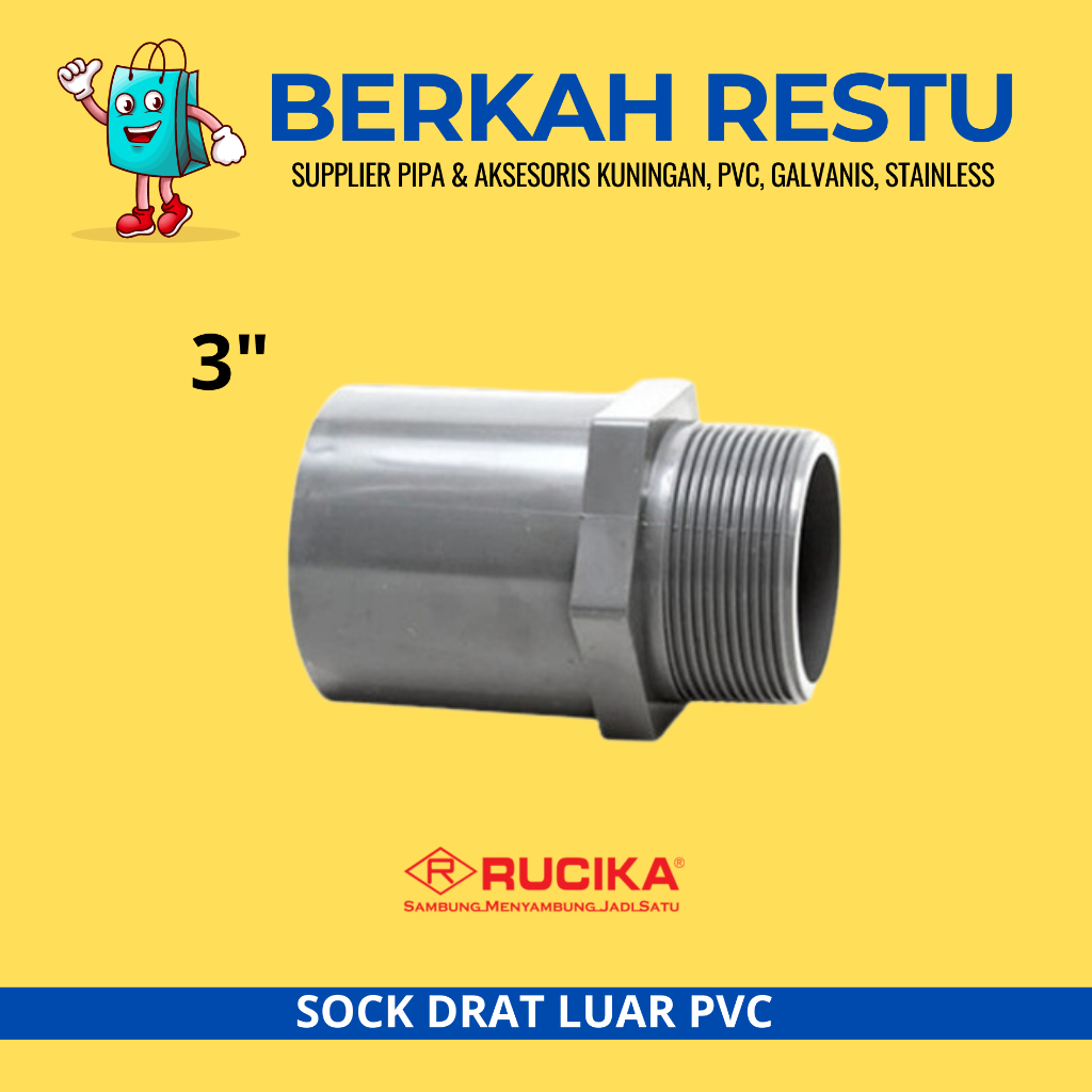 Jual SOK DRAT LUAR/ VALVE SOCKET/ SDL 3" INCH PVC AW RUCIKA | Shopee ...