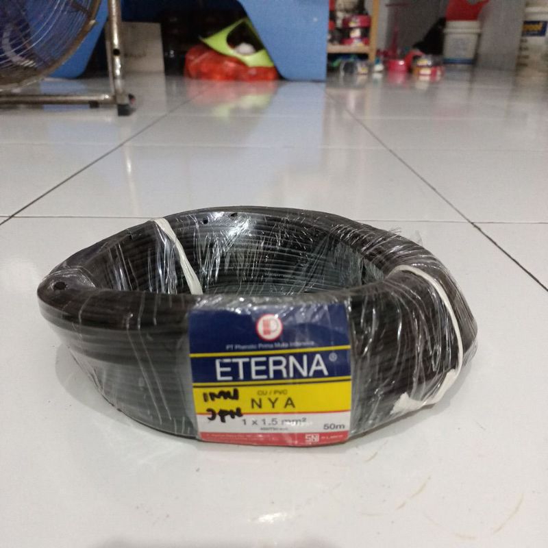 Jual Kabel Listrik Tunggal Kawat ETERNA NYA 1,5mm 1,5 mm Roll 50 Meter SNI - Hitam Merah ...