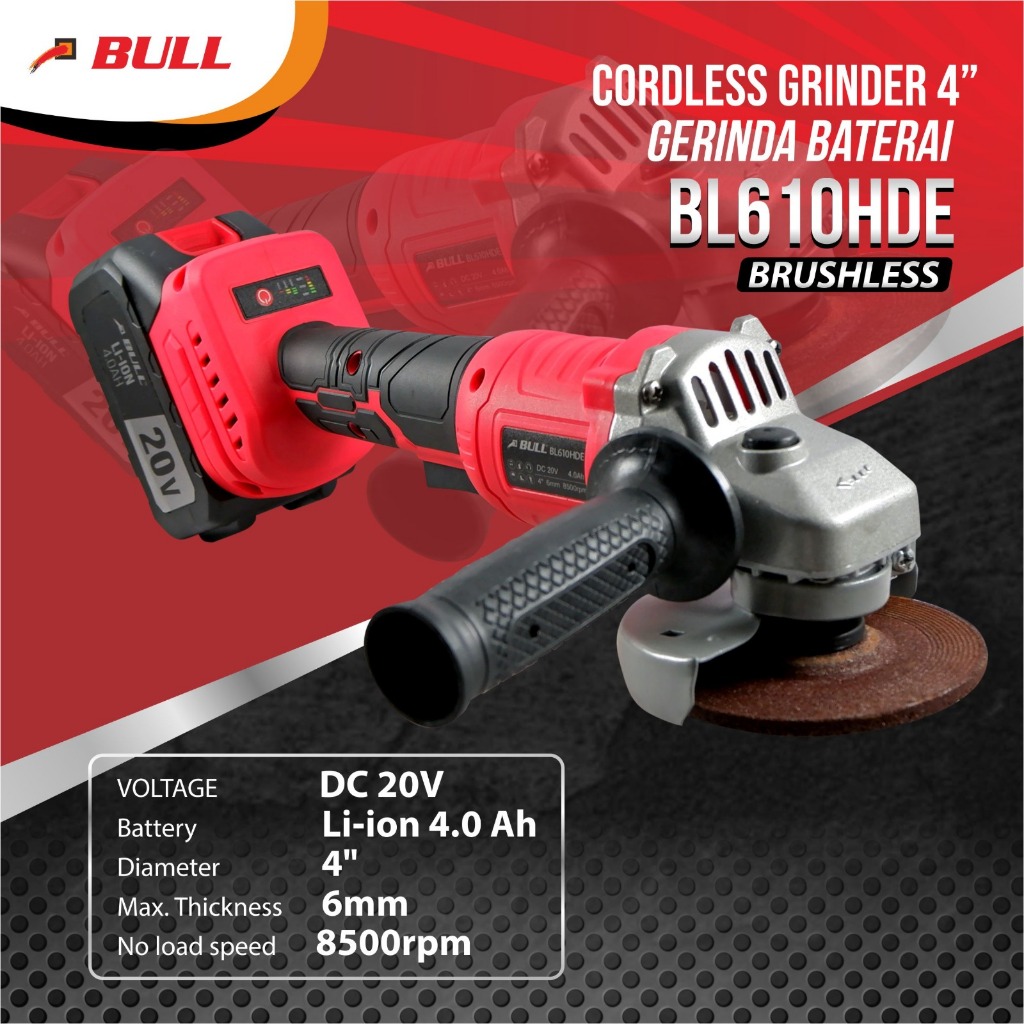 Jual Bull Cordless Grinder 4" Gerinda baterai BL610HDE | Shopee Indonesia