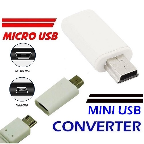 Jual Converter Micro USB to Mini USB White Adapter High Quality ...
