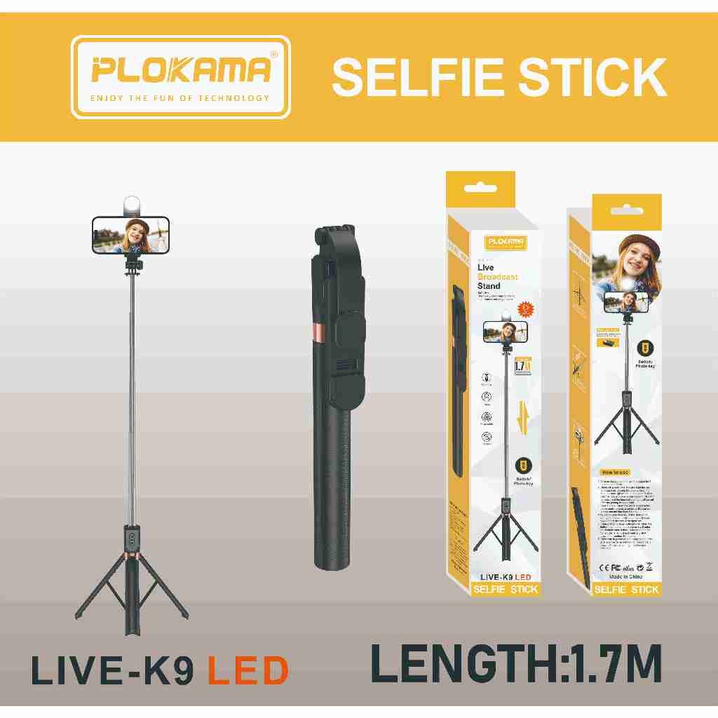Jual K9LED 4in1 170cm Tongsis LED Flashlight 1.7m Tripod Tomsis ...