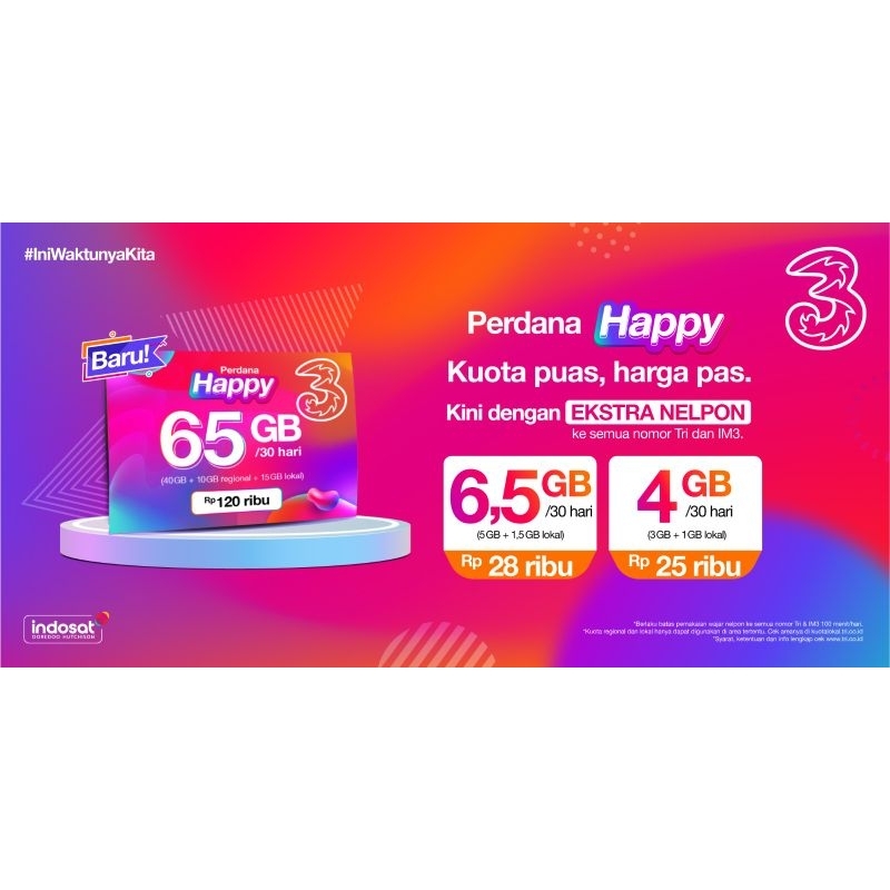 Jual Perdana TRI Internet 60GB (Nasional) | Shopee Indonesia