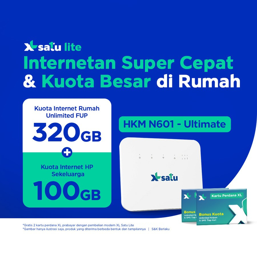 Jual XL SATU Lite Ultimate - Internet Rumah Unlimited 320GB + Kuota HP ...