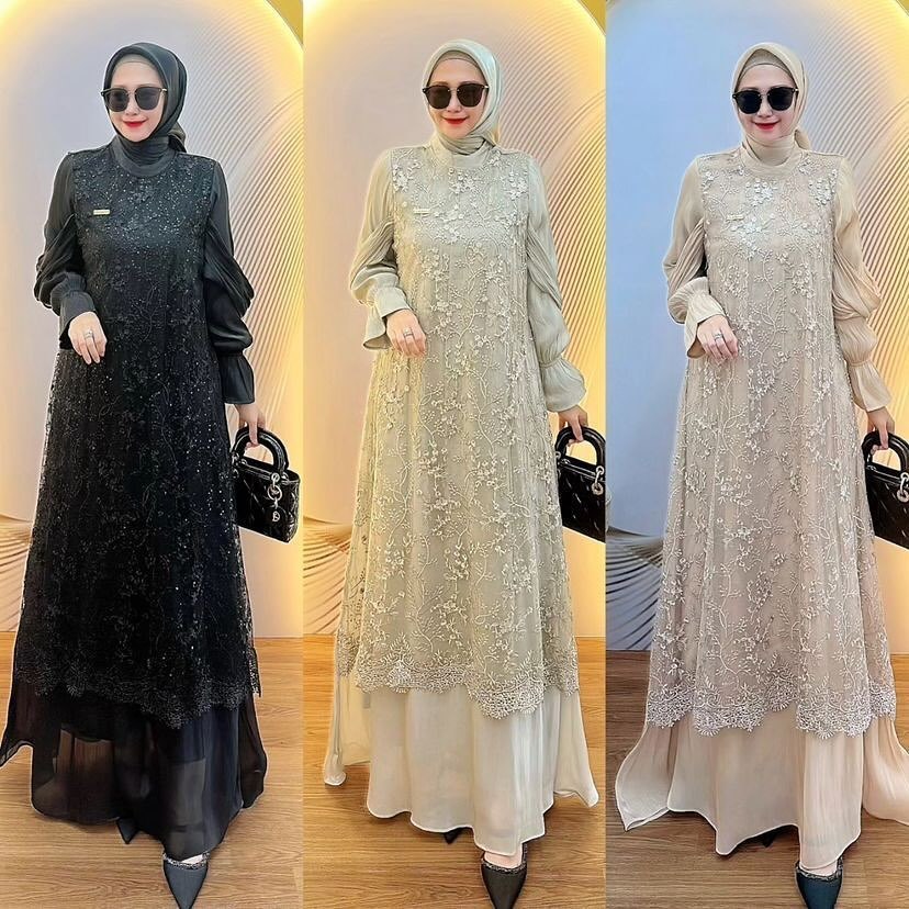 Jual Shimmer Elysia Dress Gamis Kondangan Wanita Model Kekinian Bahan ...