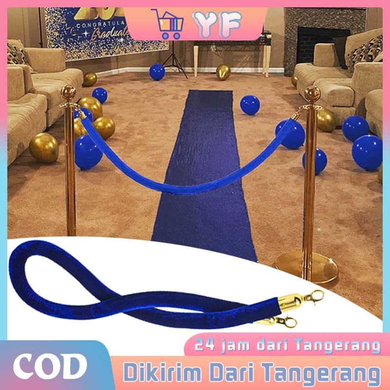 Jual 1.5M Tali Tiang Antrian Pembatas Biru Bahan Beludru Dengan Pengait ...