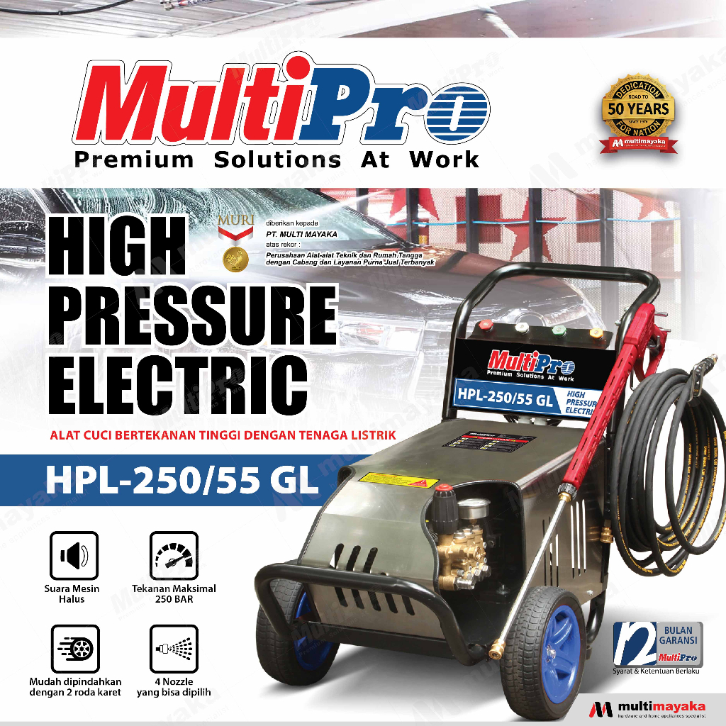 Jual MULTIPRO HIGH PRESSURE ELECTRIC JET CLEANER HPL 250/55 GL | Shopee ...