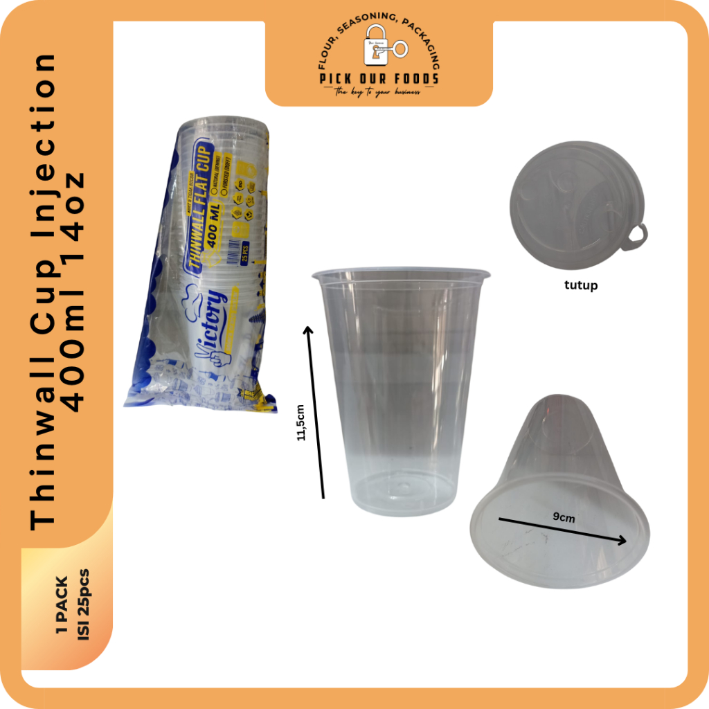 Jual Cup PP injection 400ml / Gelas cup thinwall 14oz / Gelas plastik ...